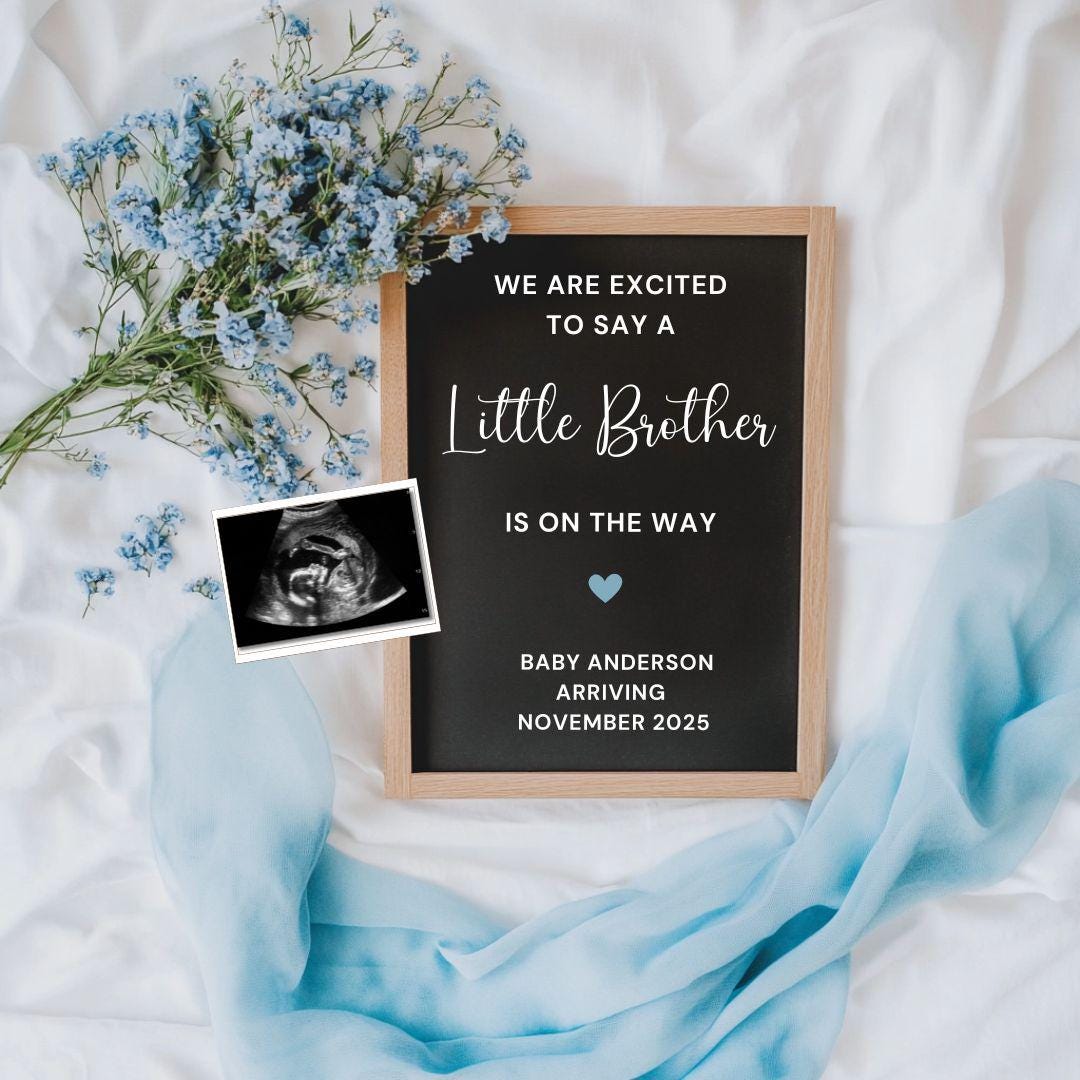 Baby Boy Pregnancy Announcement: Little Brother Reveal (digital ...