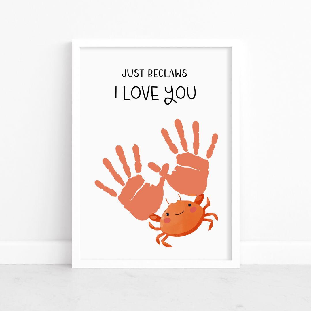 Just Beclaws Love You Crab Valentine Handprint Art Printable ...