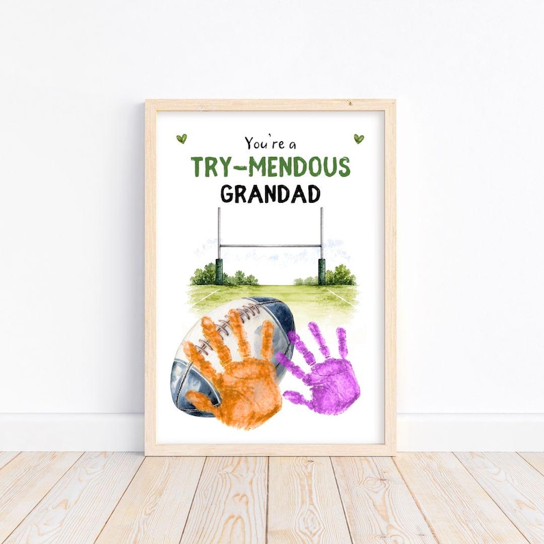 Grandad Rugby Handprint Art (printable) Father's Day DIY Craft, Kids ...