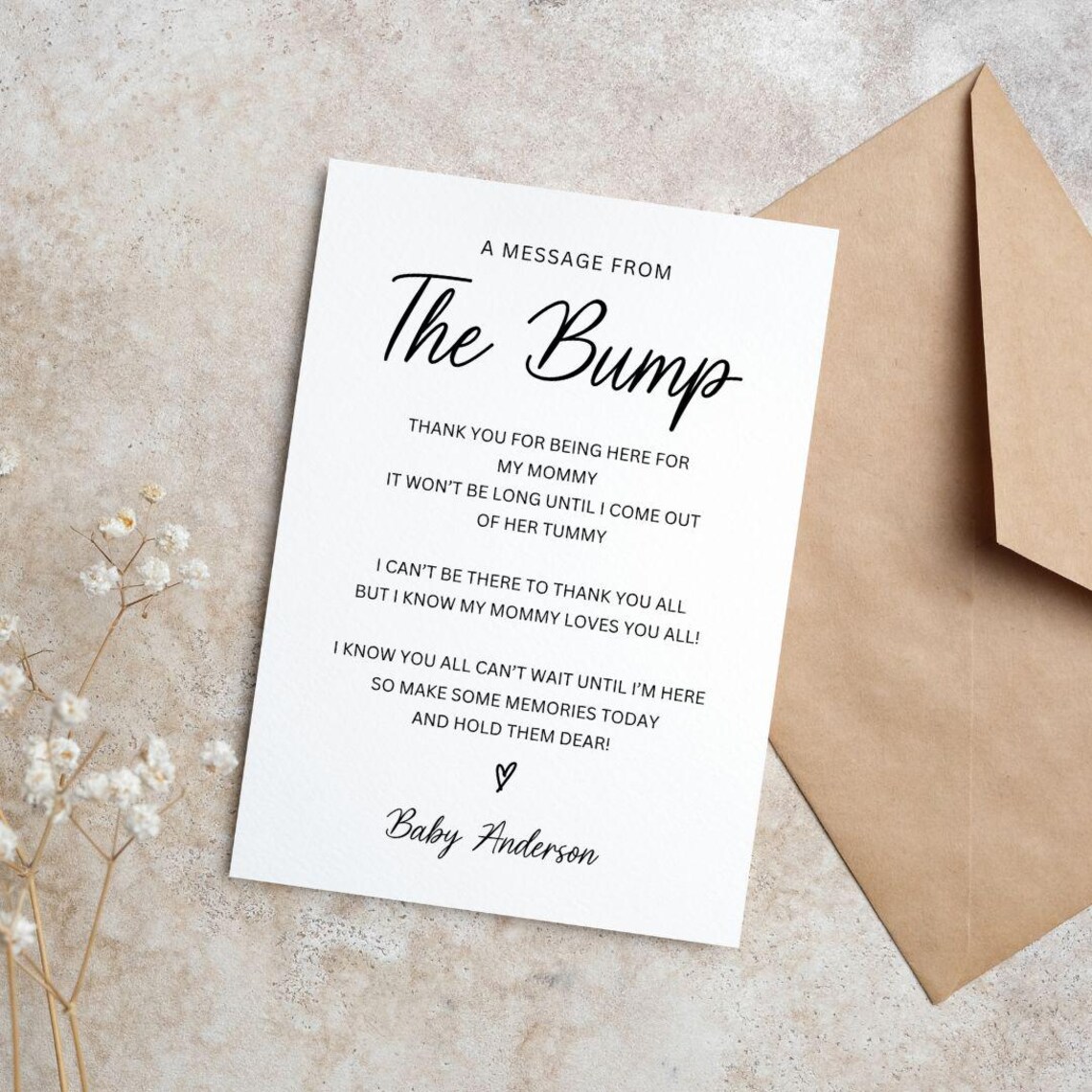 Editable Message From the Bump Sign: Baby Shower Printable (5x7, 8x10 ...