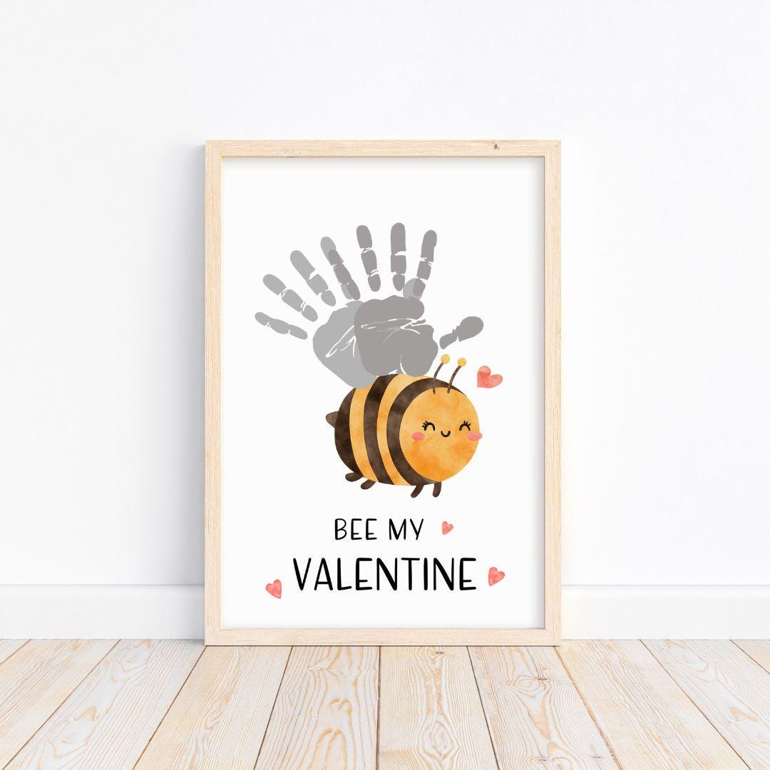 Bee Mine Valentine Handprint Footprint Art Printable | Valentine' Day ...