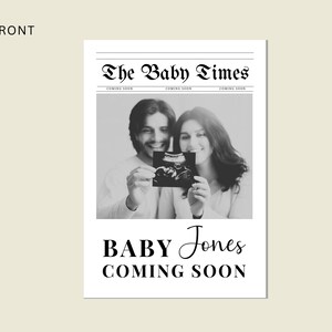 Editable Newspaper Baby Announcement Template: Pregnancy Reveal (canva ...