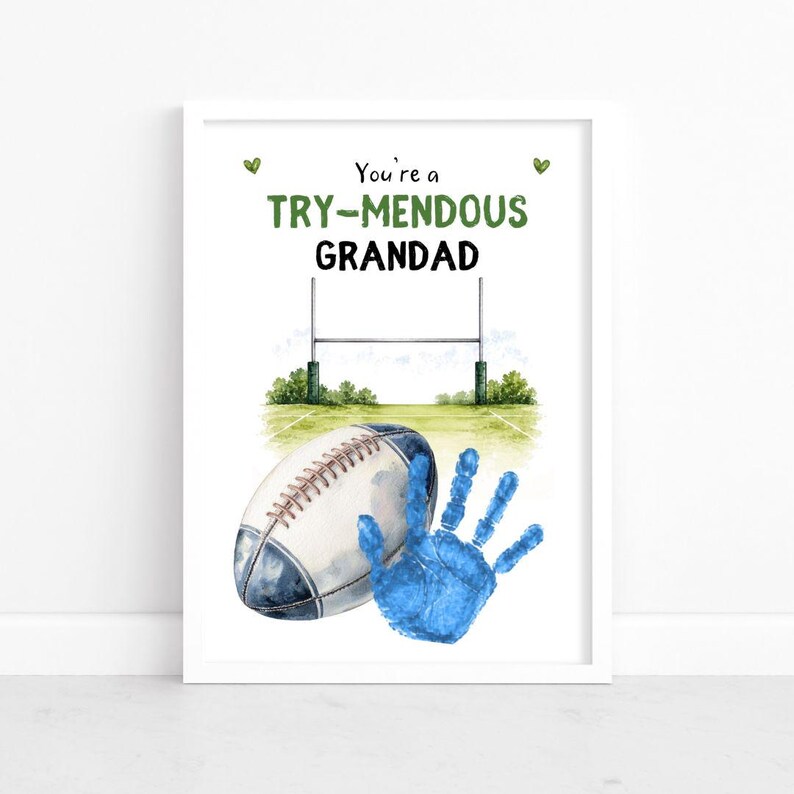 Grandad Rugby Handprint Art (printable) Father's Day DIY Craft, Kids ...