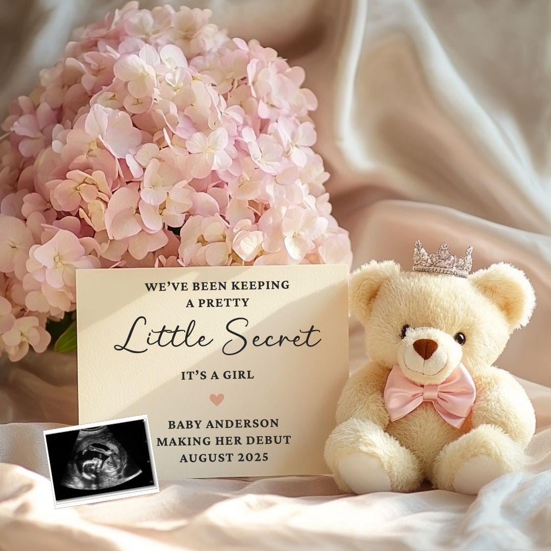 Digital Baby Girl Pregnancy Announcement | It's a Girl Gender Reveal ...