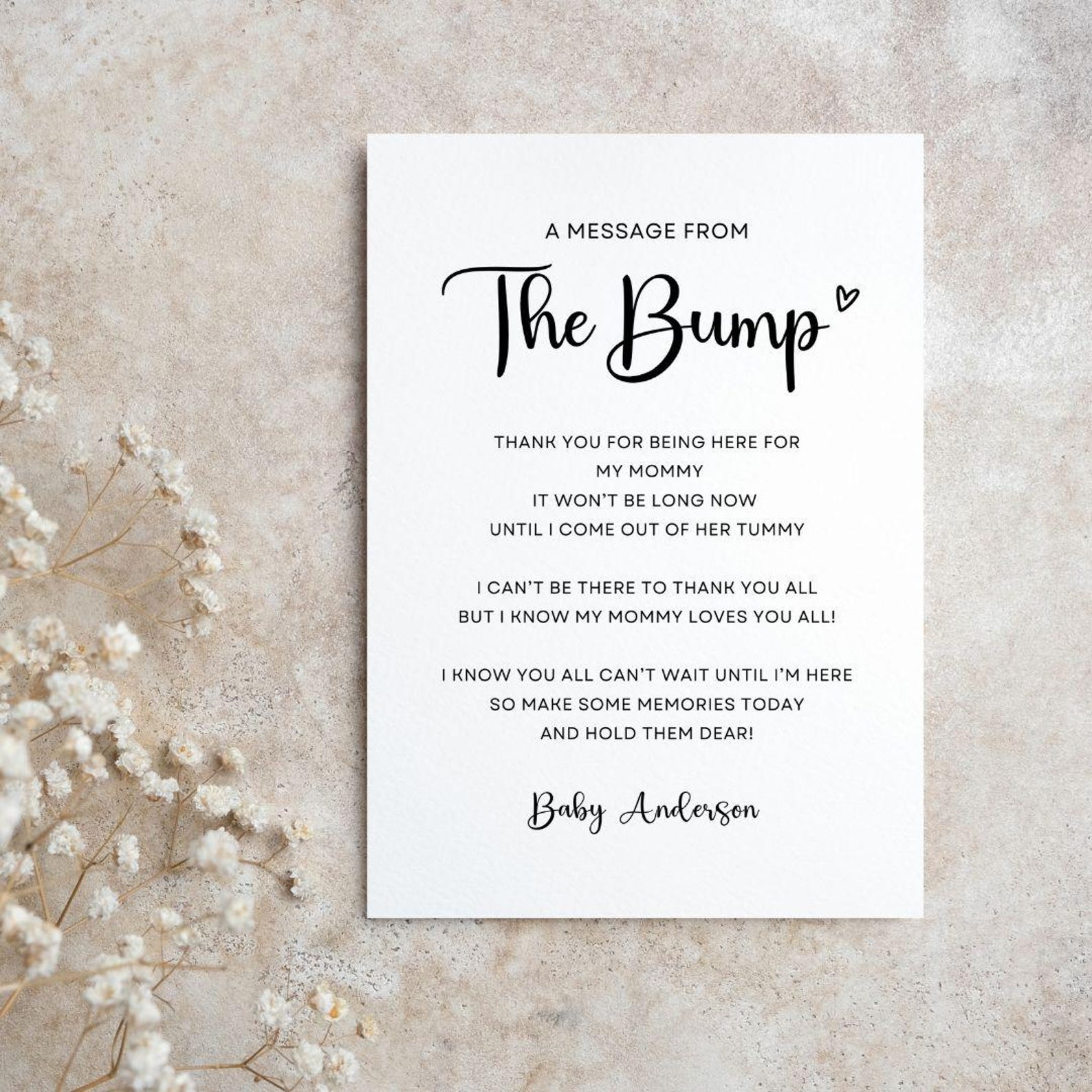 Message From the Bump Sign: Editable Baby Shower Template (5x7 & 8x10 ...