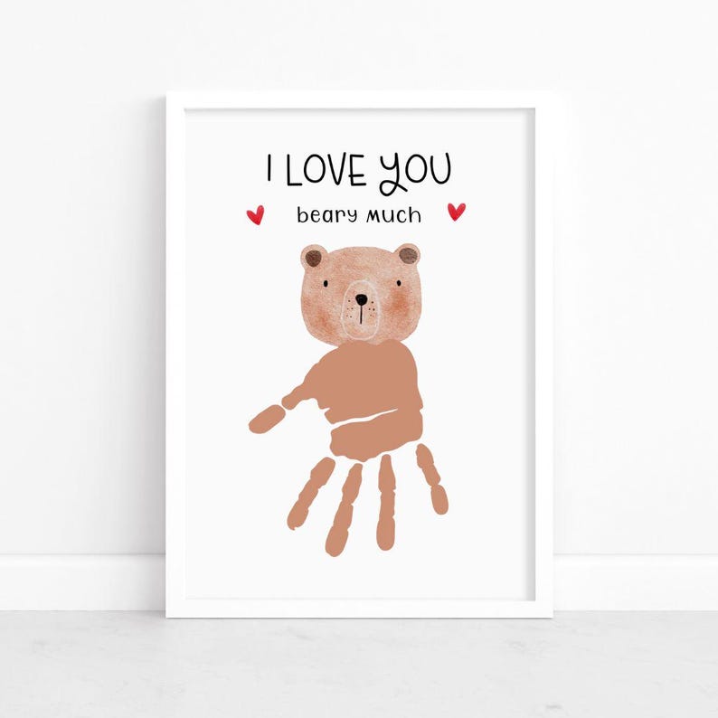 I Love You Beary Much Valentine Handprint Footprint Art Printable ...