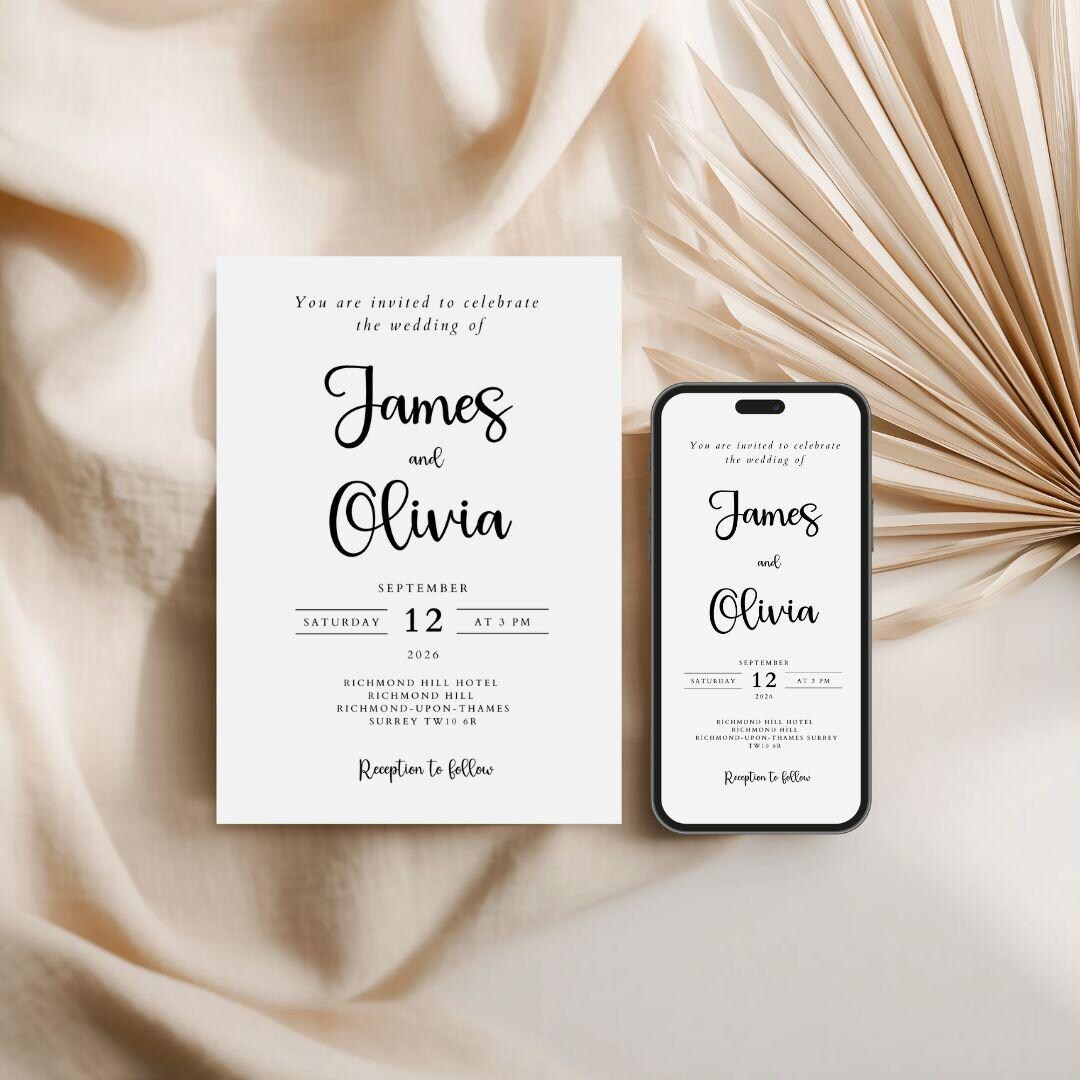 Minimalist Wedding Evite: Editable Canva Template (digital Download) - Etsy