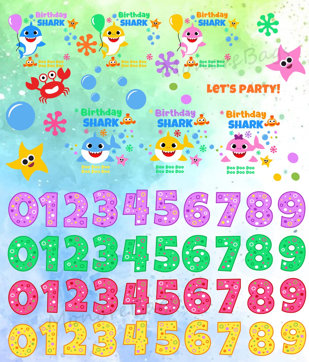 Baby Shark Birthday, Baby Shark Family, Digital Download, Birthday ...