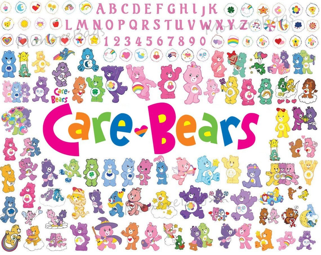 122 Care Bear Png Bundle, Care Bears Png, Care Bear Font, Cartoon ...