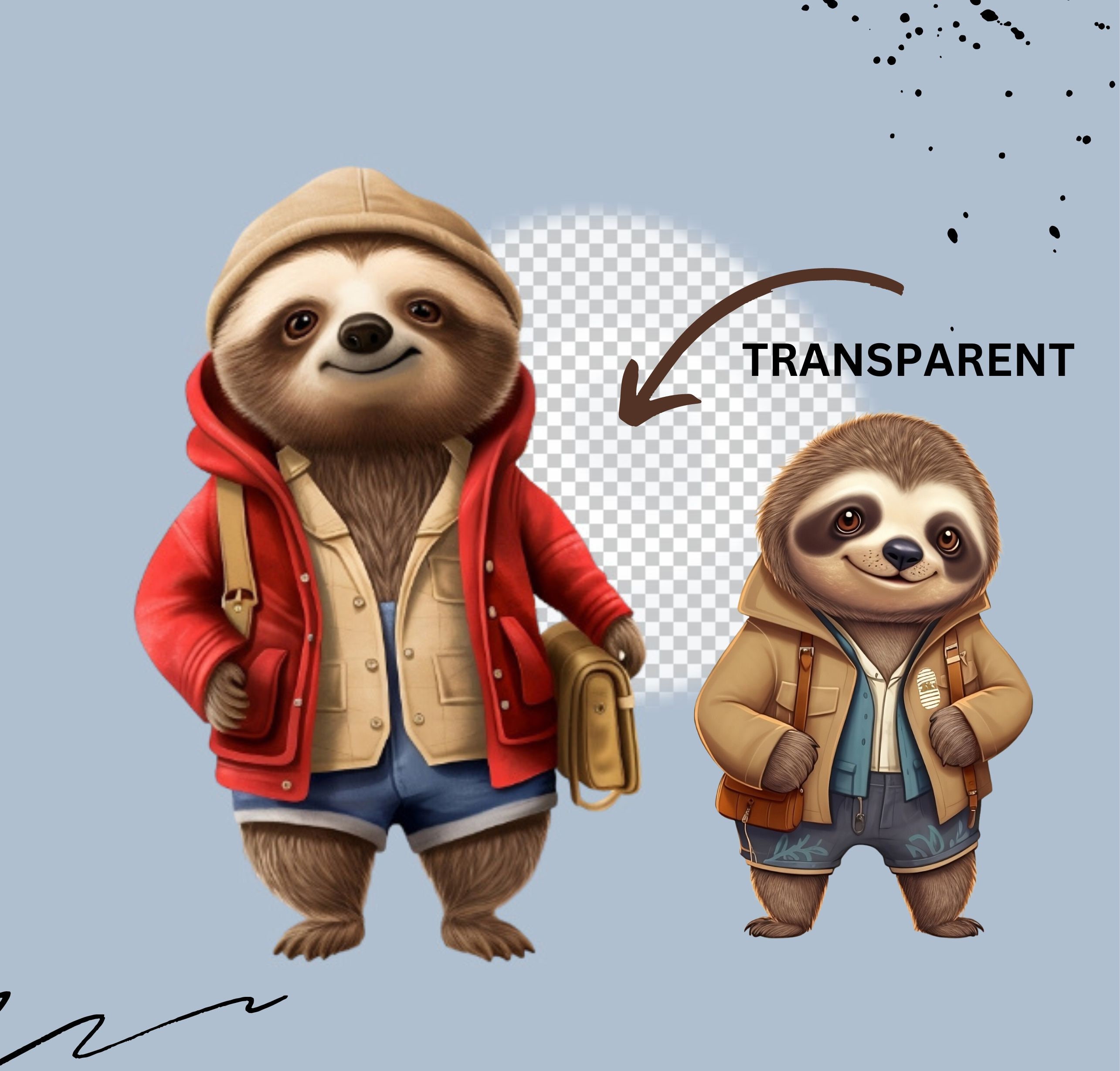 Sloth Character Clip Art Color Clipart Digital Stamps Cool Sloth ...