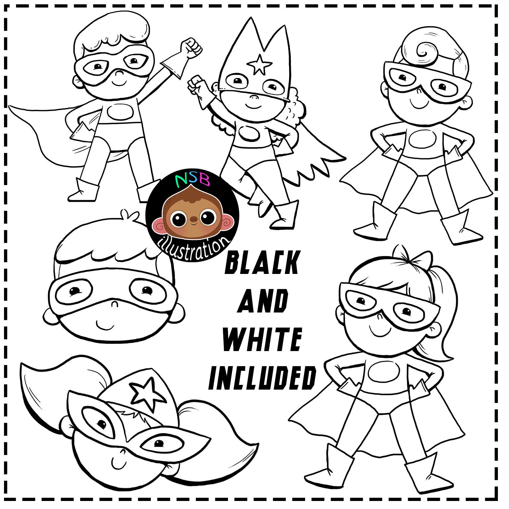 SUPERHERO KIDS Clip Art Commercial Use Hero Clipart for Sellers Digital ...