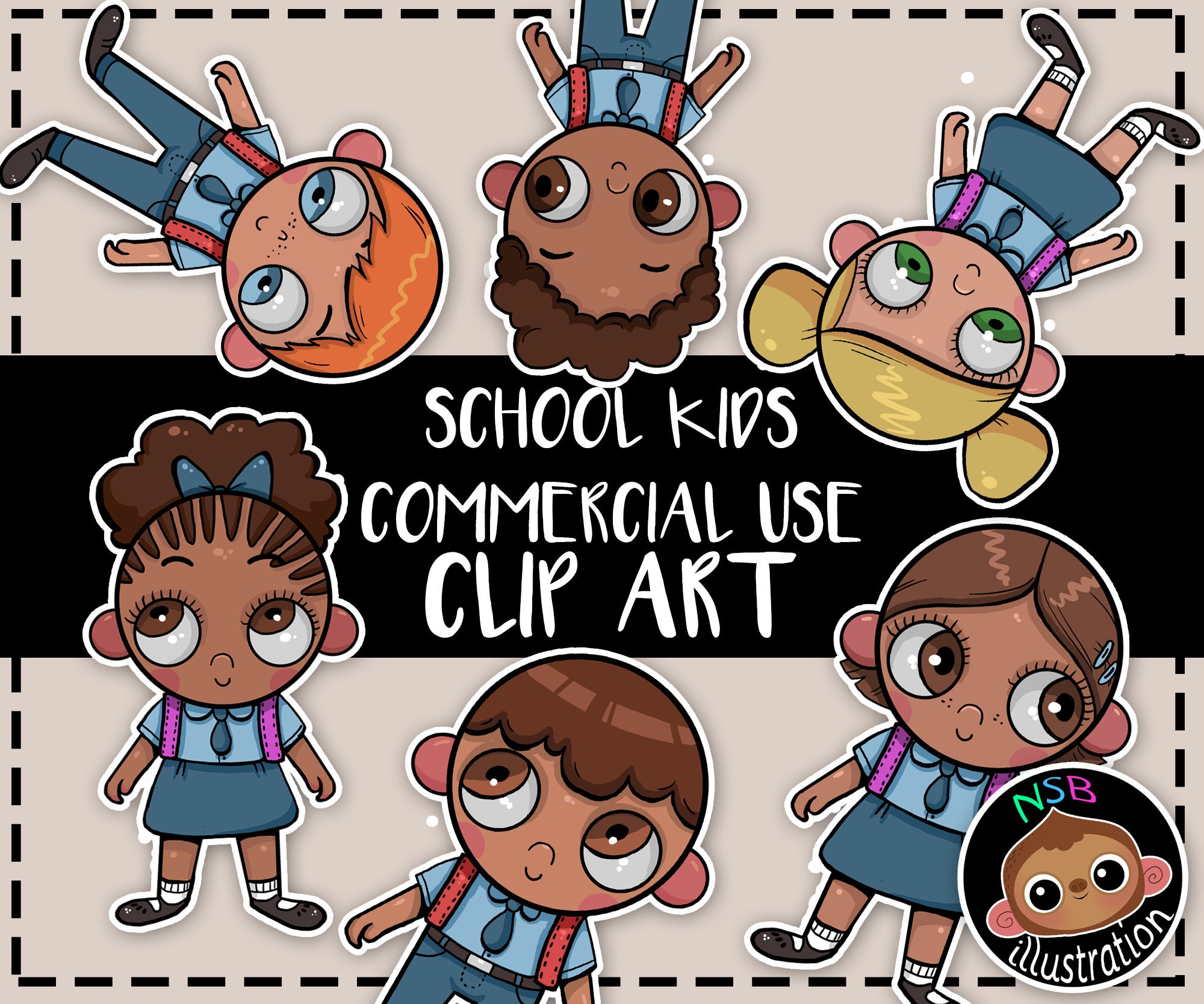 Back to School Clip Art BUNDLE Cute Kids Clipart Commercial - Etsy