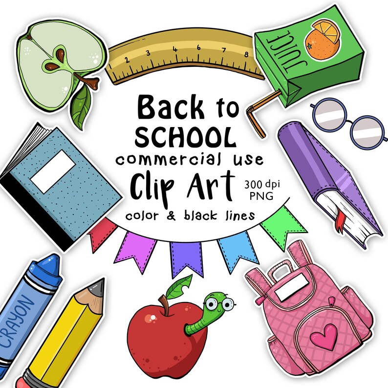 Back to School Clip Art Commercial Use Clip Art for Teachers - Etsy