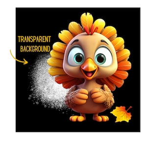 CUTE TURKEY Clip Art for Thanksgiving Cartoon Turkey Clipart PNG ...