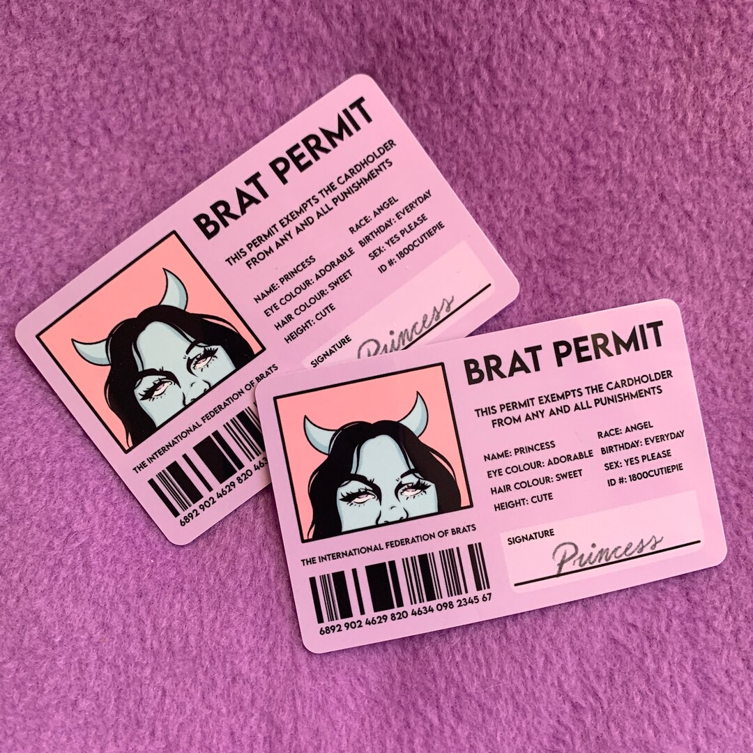 Brat Permit Card 3 X 2 X 0.03 Pastel - Etsy