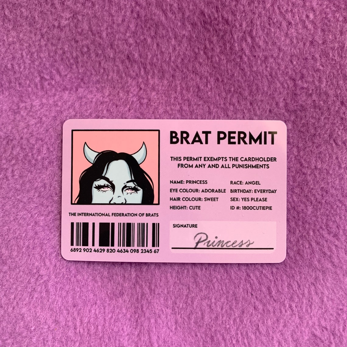 Brat Permit Card 3 X 2 X 0.03 Pastel - Etsy