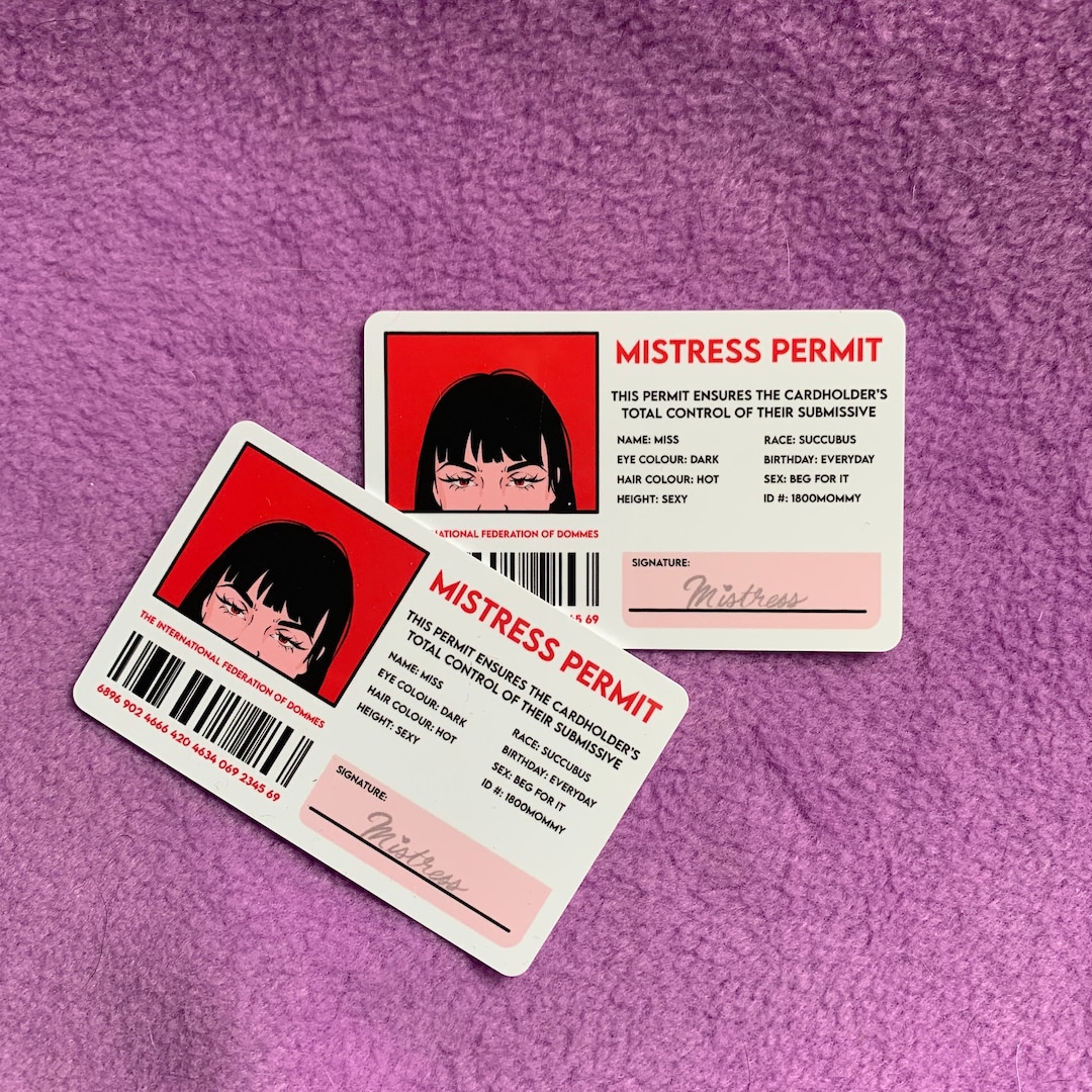 Mistress Permit Card 3 X 2 X 0.03 Pastel Plastic ID Card - Etsy