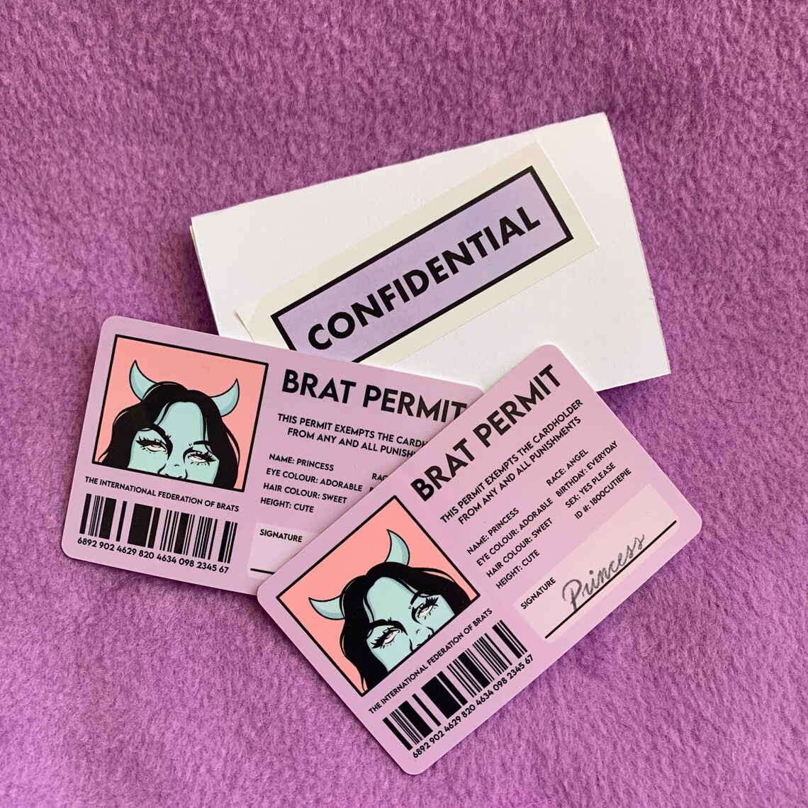 Brat Permit Card 3 X 2 X 0.03 Pastel - Etsy
