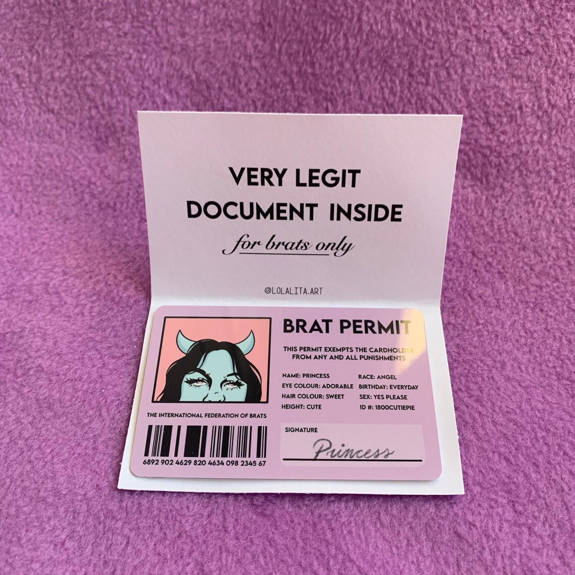 Brat Permit Card 3 X 2 X 0.03 Pastel - Etsy