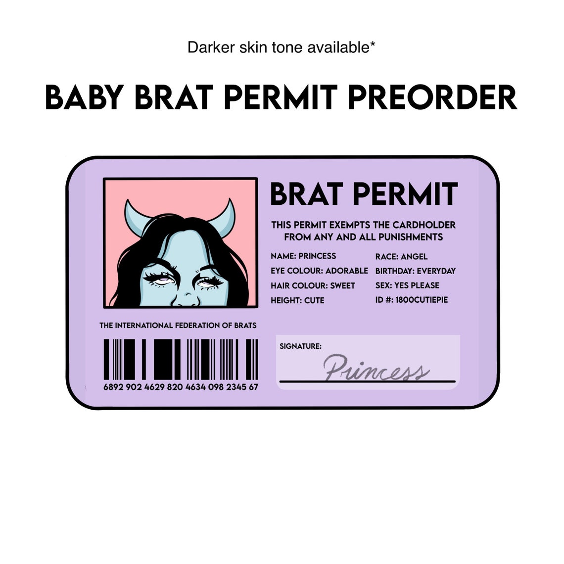 Brat Permit Card 3 X 2 X 0.03 Pastel - Etsy