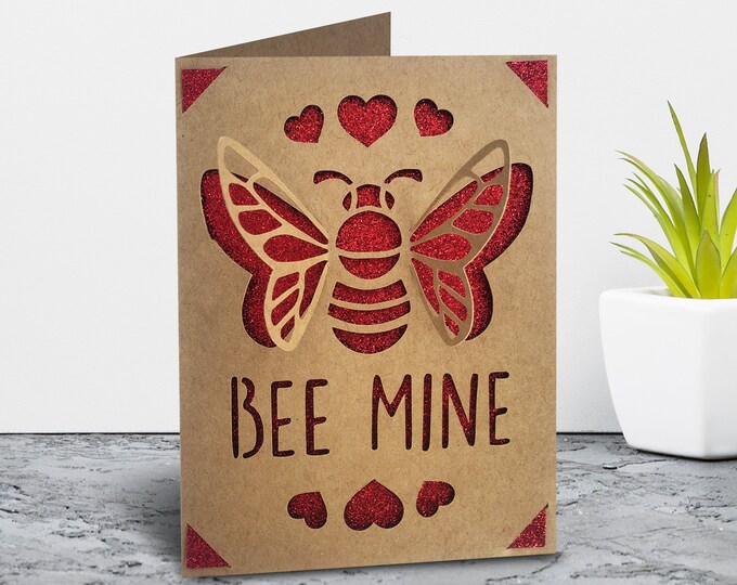 Cricut Valentine's Day DIY Pop up Bee Mine Greeting Card Template SVG ...
