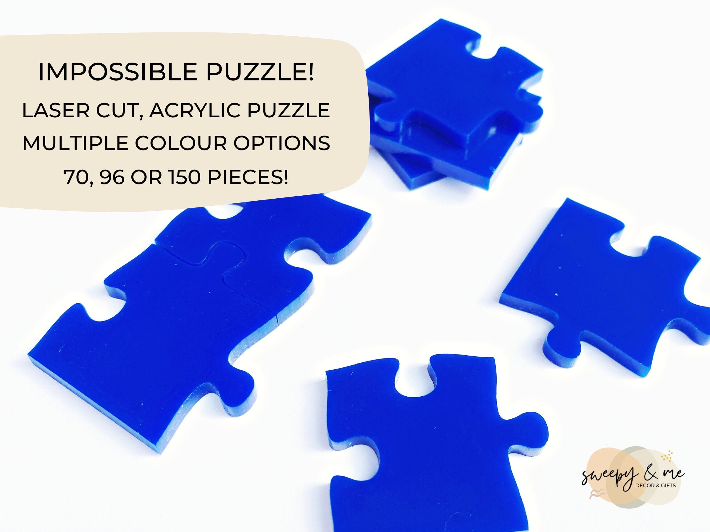 Blue Jigsaw Puzzle Impossible Acrylic Puzzle Acrylic Puzzle | Etsy