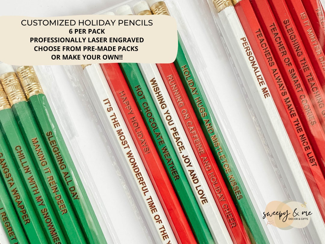 Laser Engraved Holiday Pencils, Customized Pencils, Teacher Gift ...
