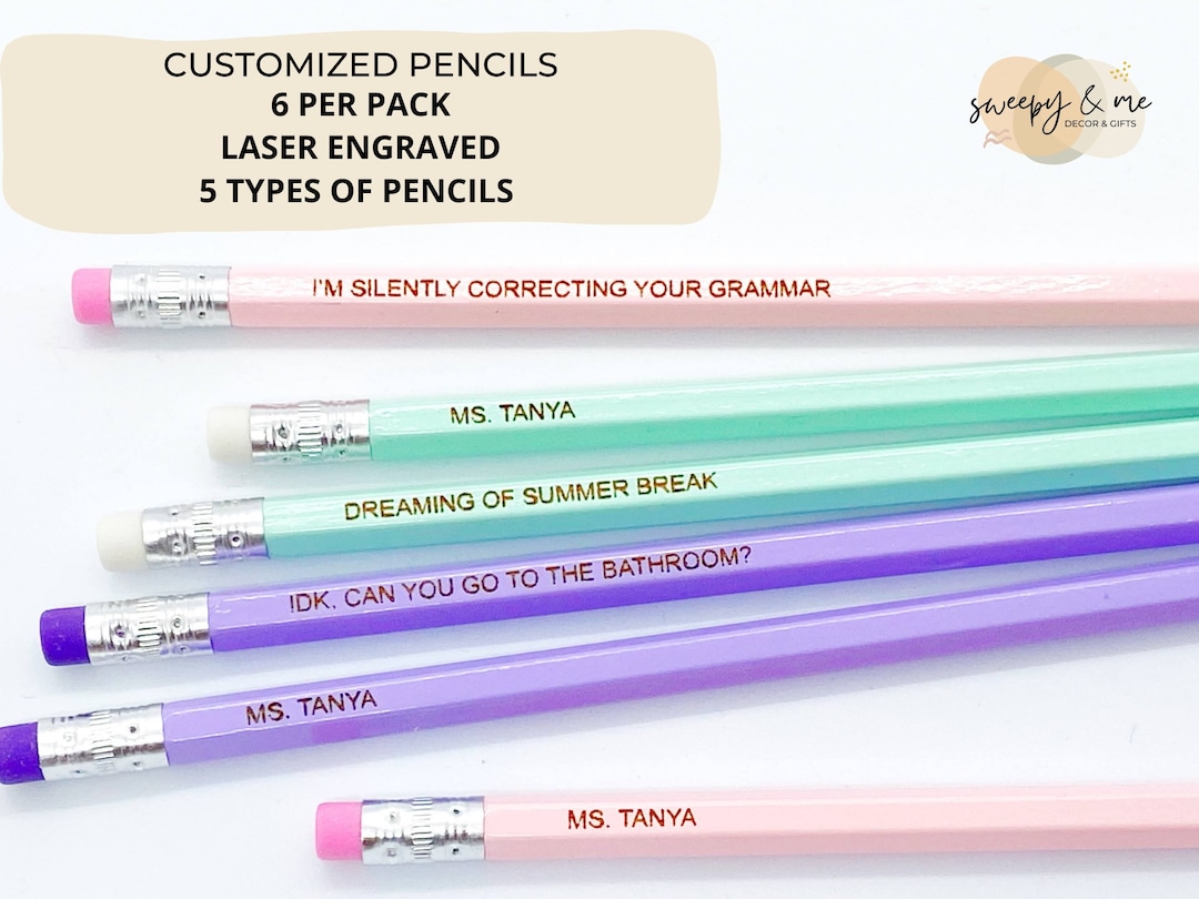 Laser Engraved Pencils, Customized Pencils, Teacher Gift, Student ...