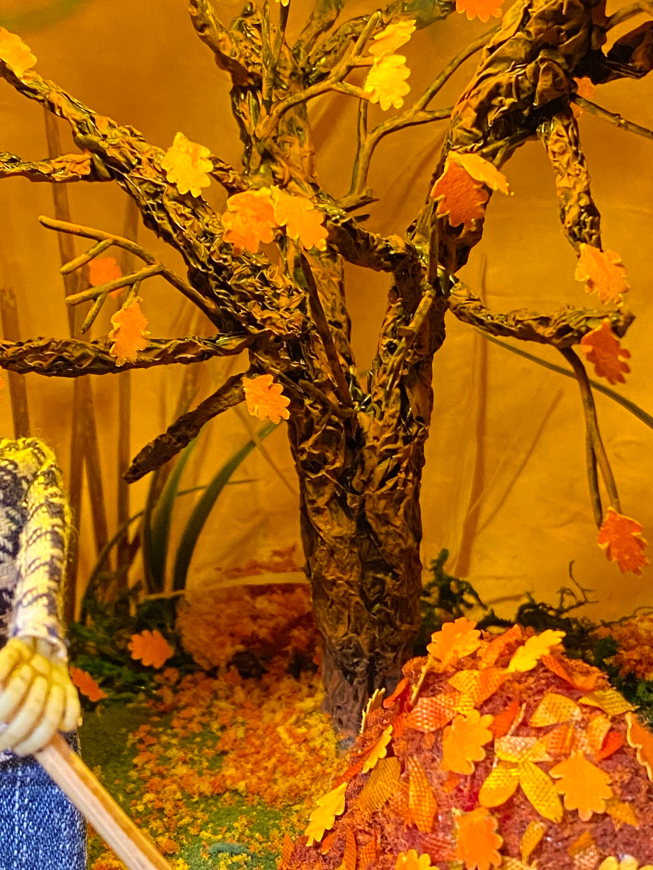Papier-mâché Pumpkin Diorama With Skeleton Raking Leaves - Etsy