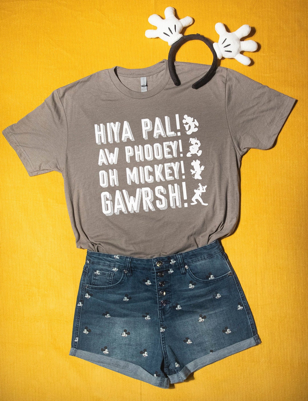 Hiya Pal gray Mickey Mouse Minnie Mouse Donald Duck Goofy Pluto Disney ...