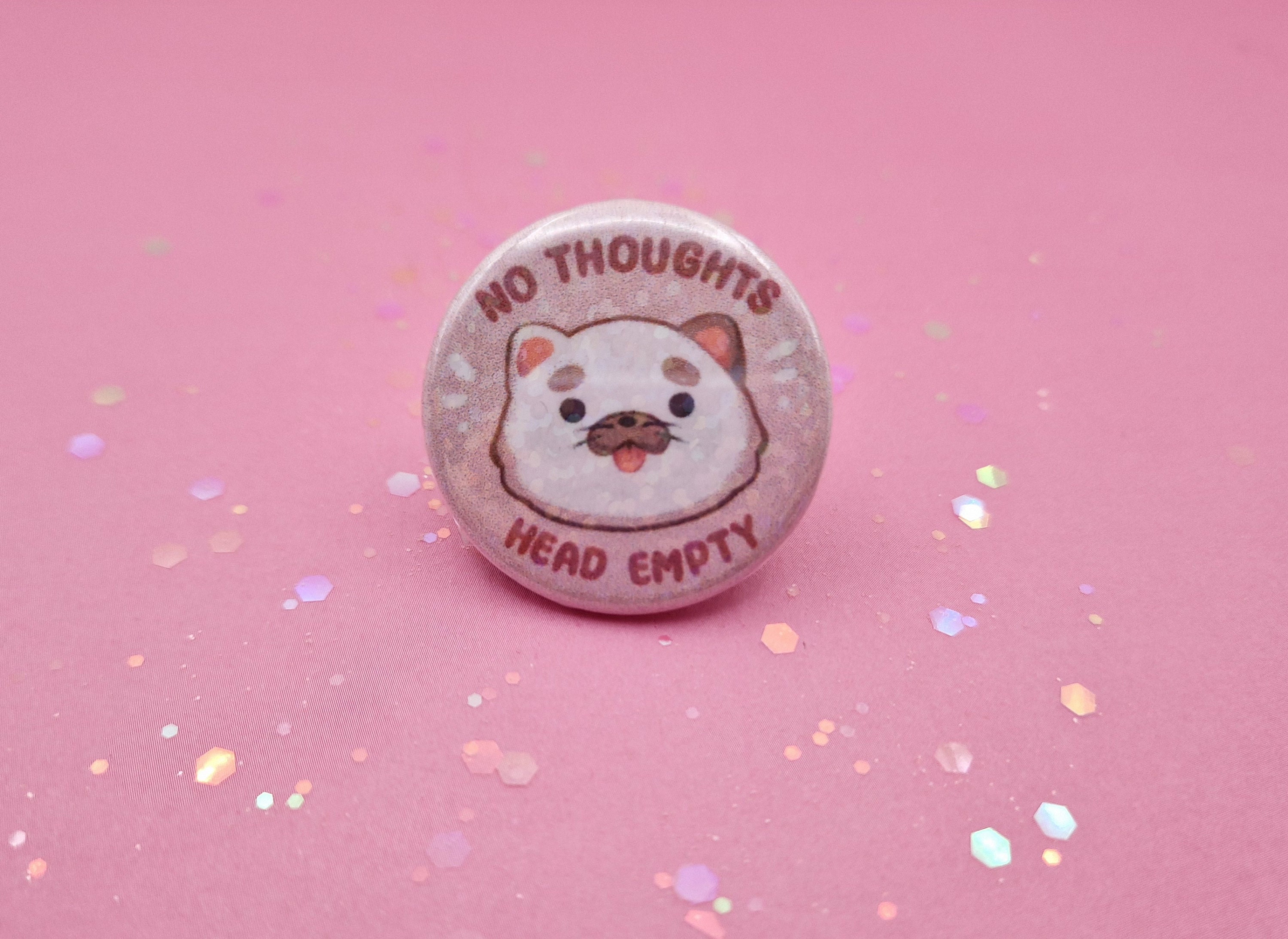 Holographic No Thoughts Head Empty Meme Cat Button - Etsy