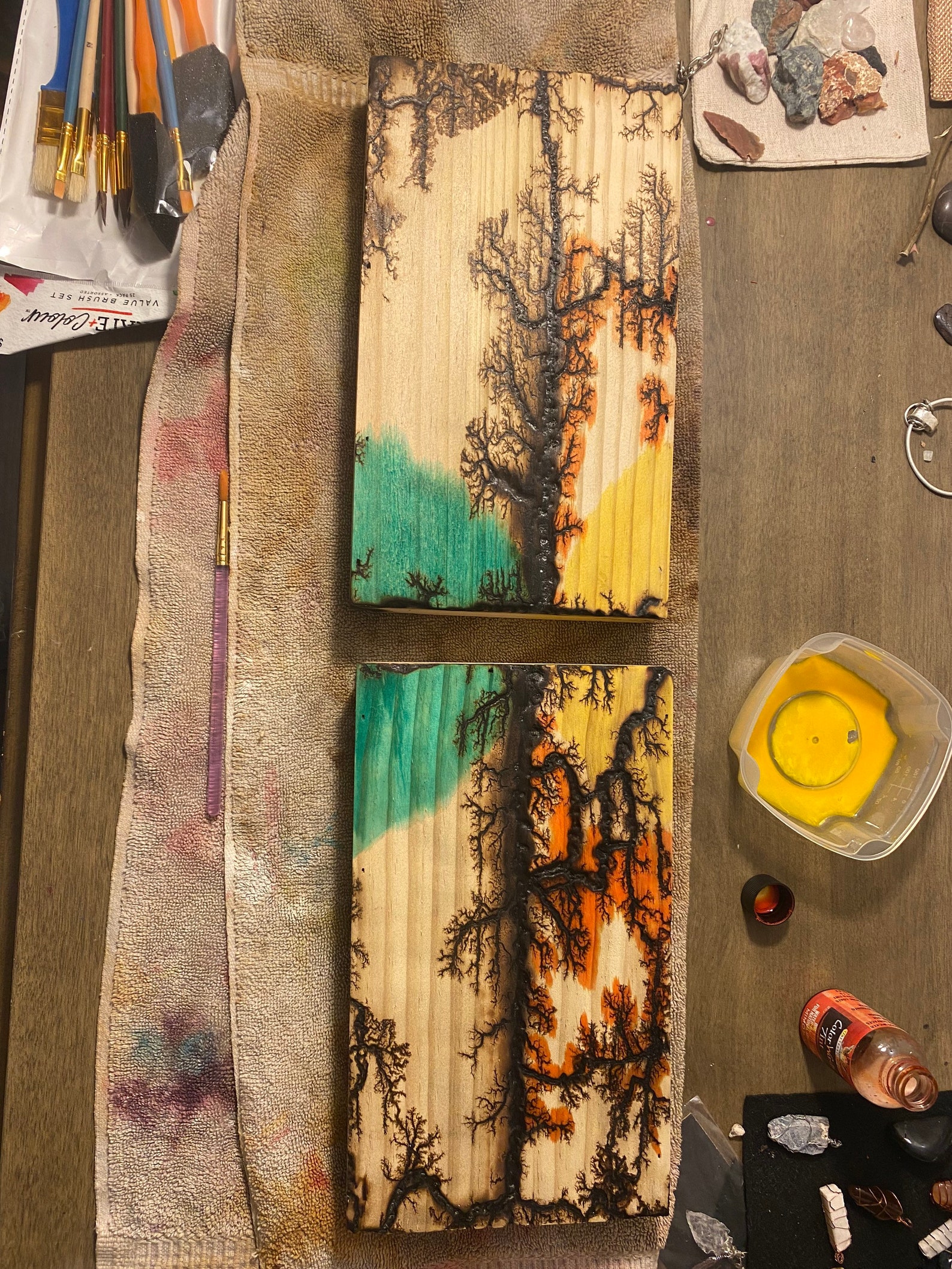 Fractal Wood Burned Wall Art Box Panels “oceanstar” - Etsy