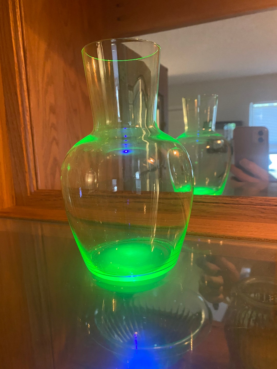 1930s Green Depression Glass Vase Uranium - Etsy