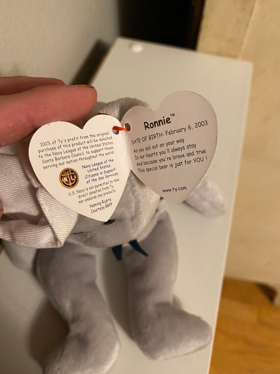 TY Ronnie Navy Beanie Baby Etsy UK