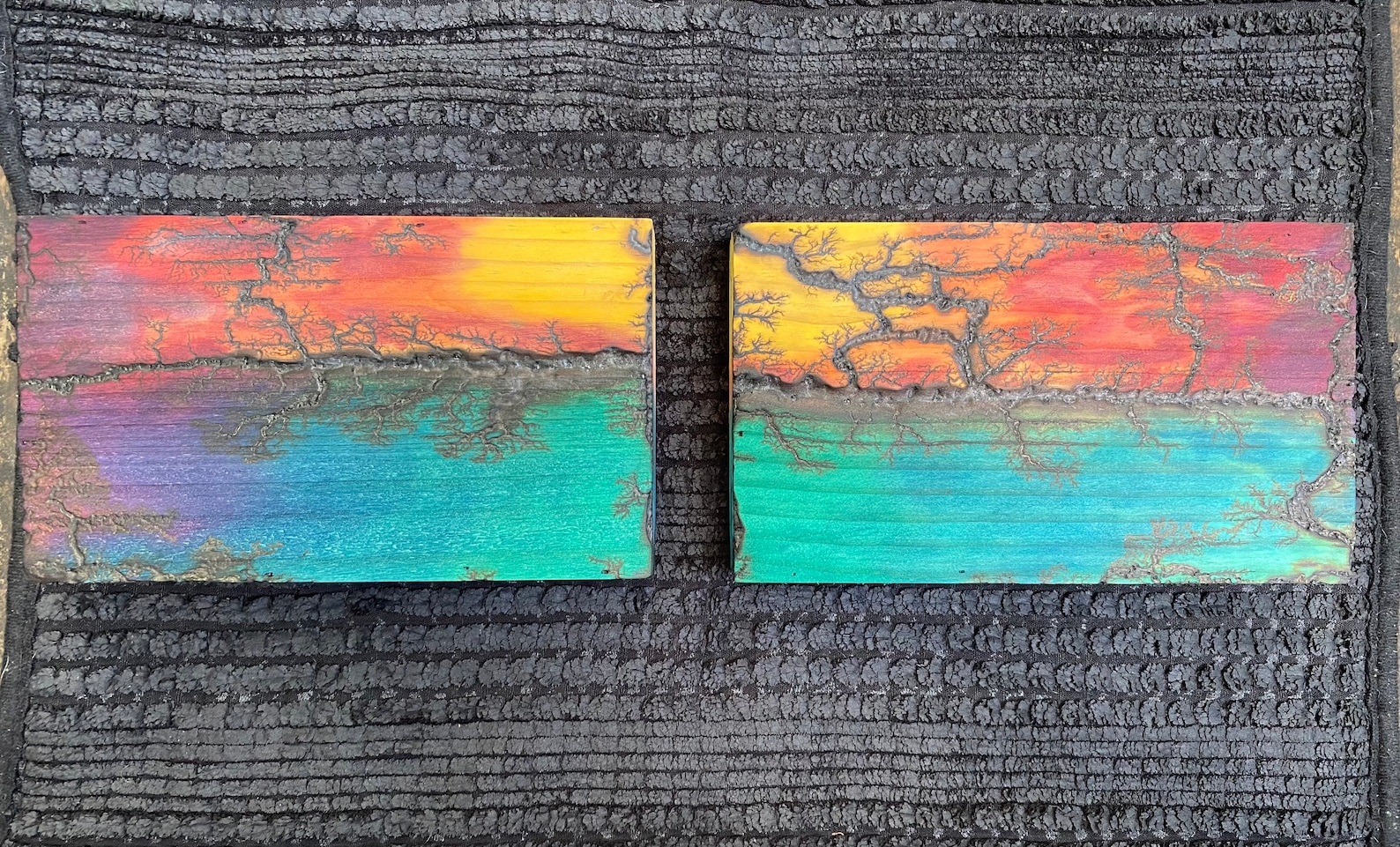 Fractal Wood Burned Wall Art Box Panels “oceanstar” - Etsy