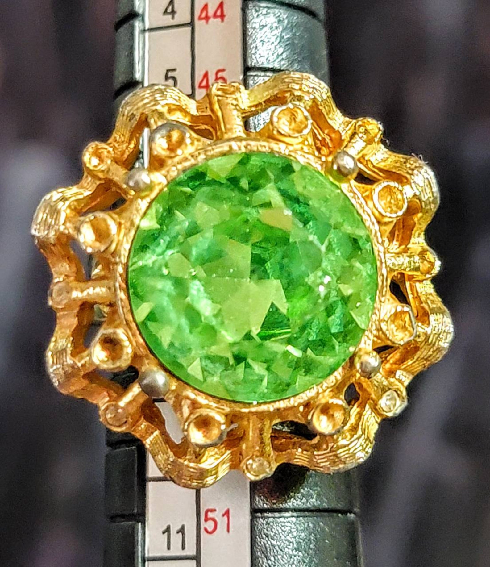 Vintage Uranium Glass Ring Adjustable Facet Cut Gem CIRCA 1930s - Etsy