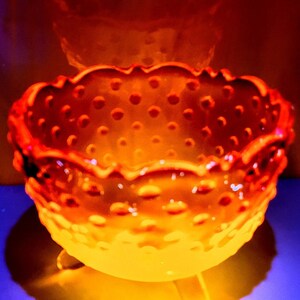 Vintage Fenton L.E. Smith Amberina Pressed Glass Large Hobnail Three ...