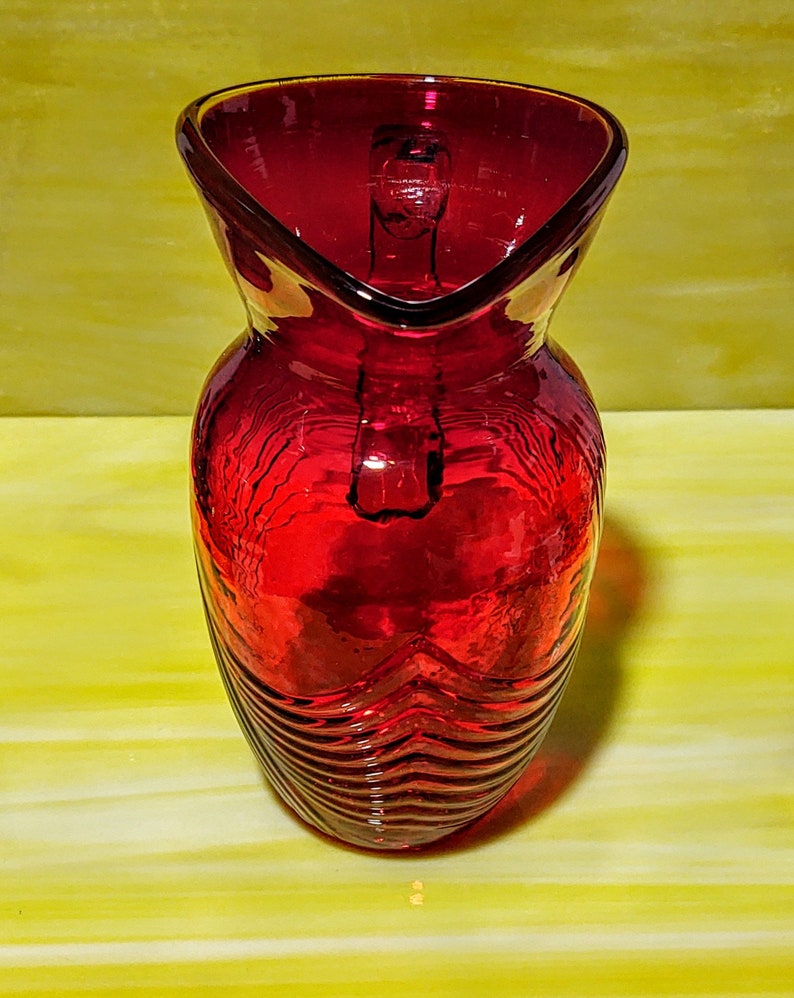 Vintage Pilgrim Glass Heavy Ruby Red Amberina Pitcher Creamer - Etsy