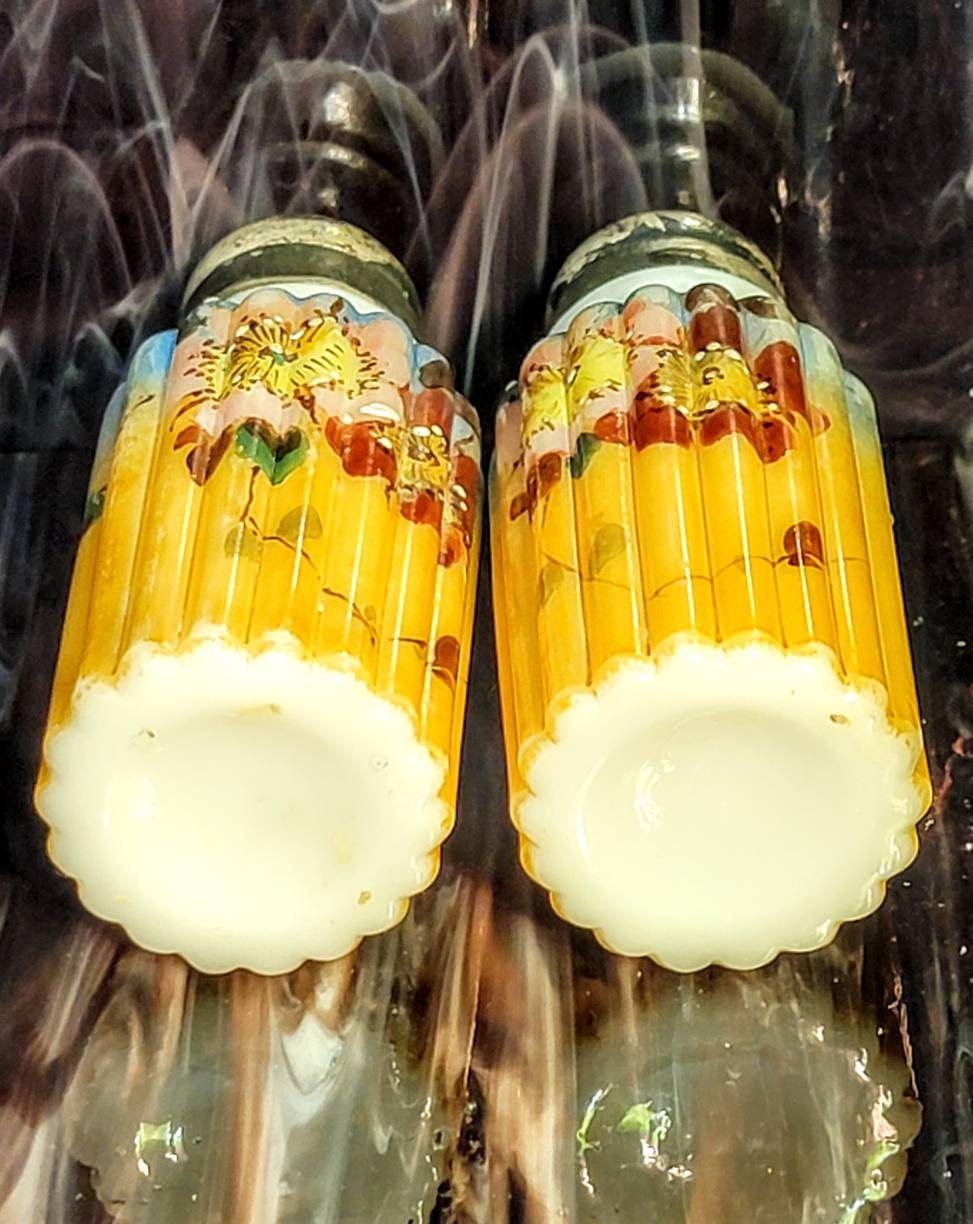 Antique Mount Washington Opal Glass Pillar Ribbed Hand Painted - Etsy