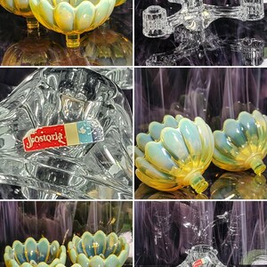 Vintage Fostoria Vintage Vaseline Iranium Yellow Opalescent Table ...