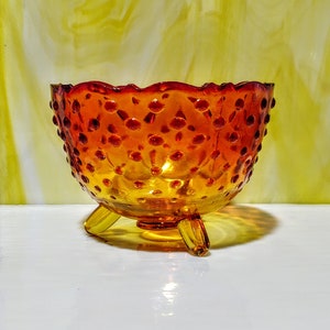 Vintage Fenton (L.E. Smith) Amberina Pressed Glass Large Hobnail Three ...