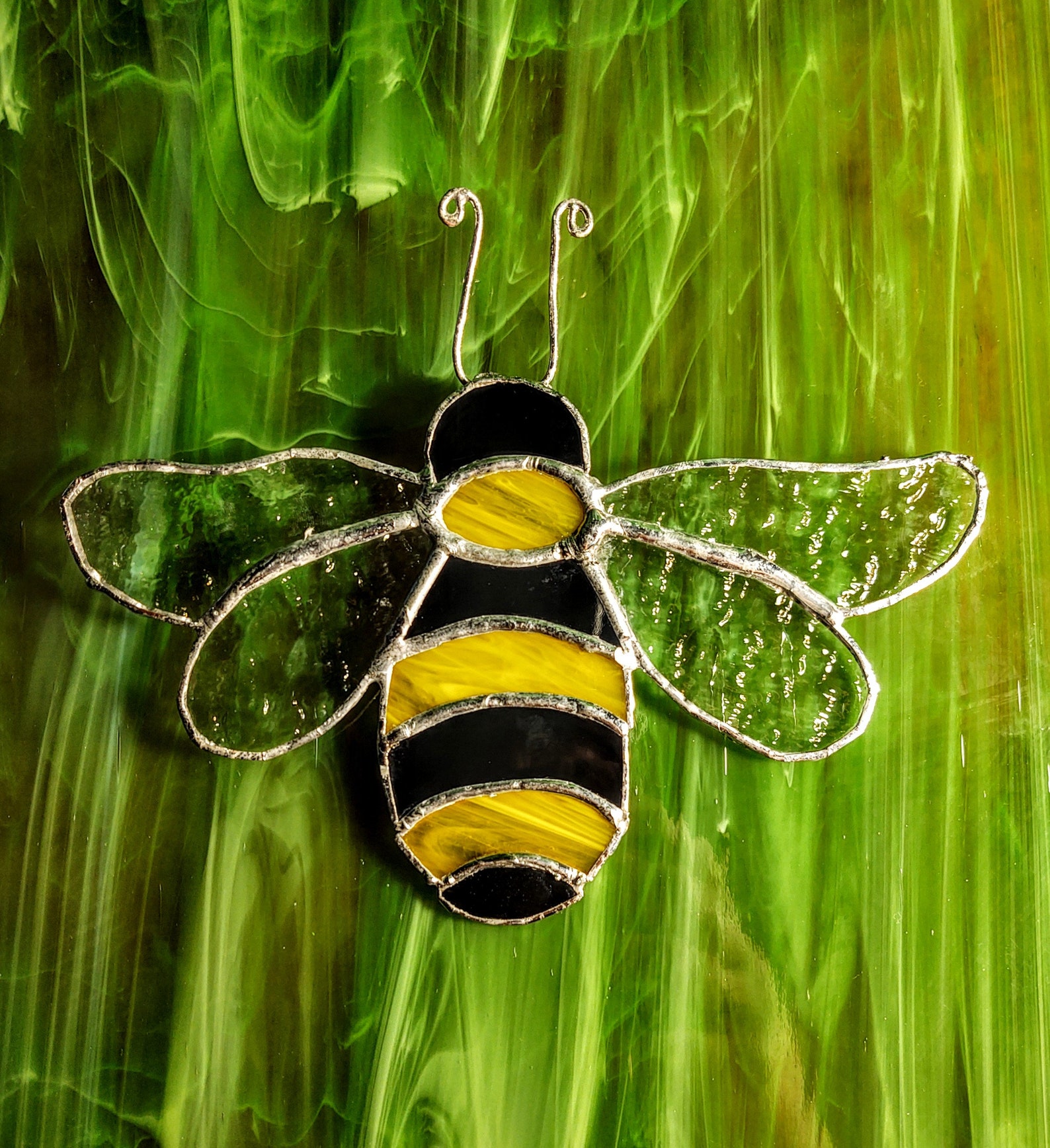 Stained Glass Bumble Bee Suncatcher Made With Selenium Glass - Etsy