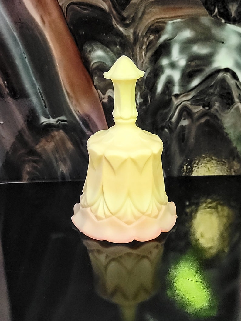 Vintage Uranium Fenton Burmese Glass Bell Whitton Pattern 9066BR With ...