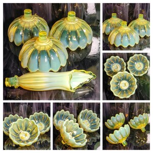 Vintage Fostoria Vintage Vaseline Iranium Yellow Opalescent Table ...