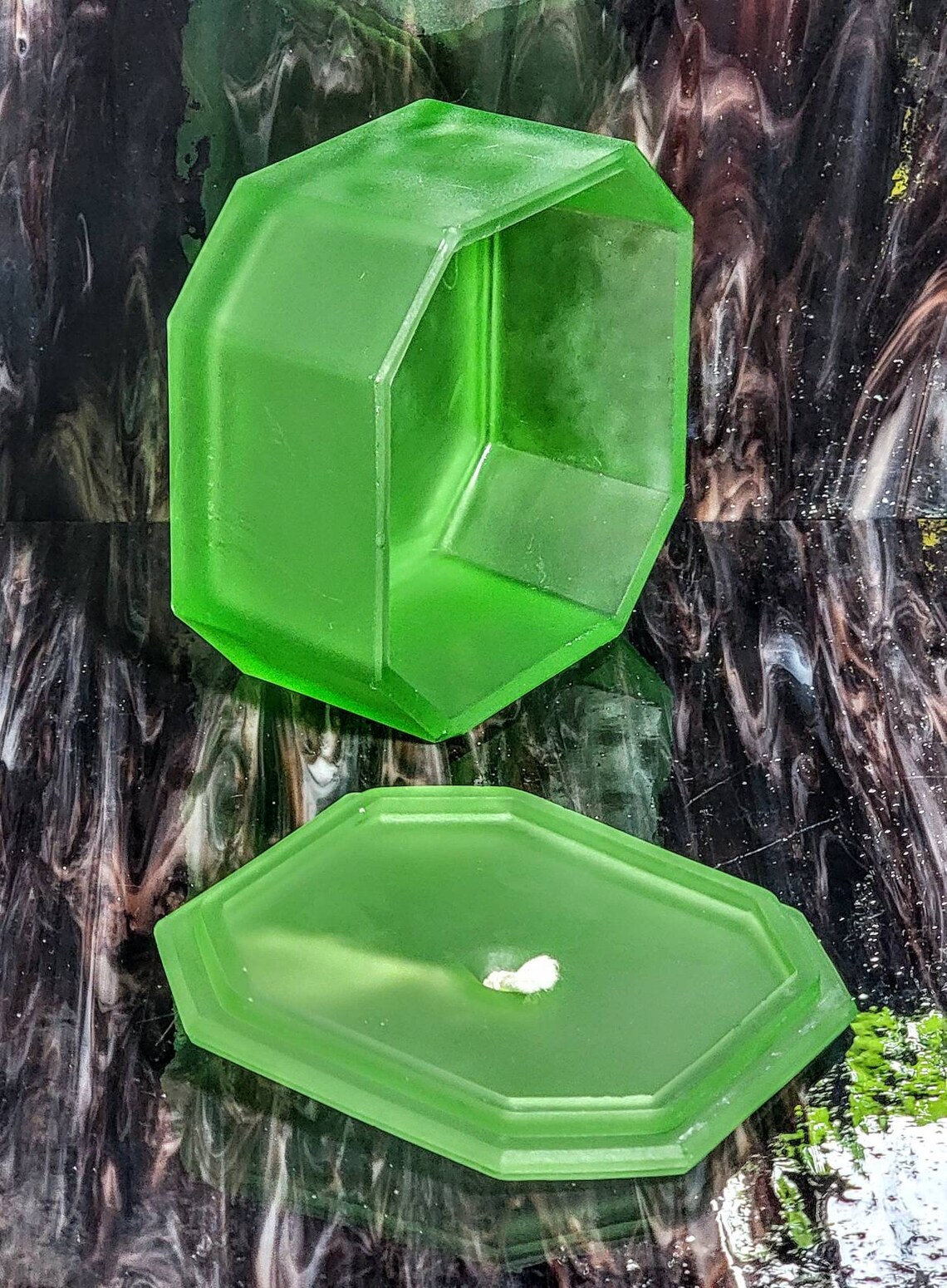 Vintage Taussaunt Uranium Glass Trinket Box Satin Finish Circa1930s - Etsy