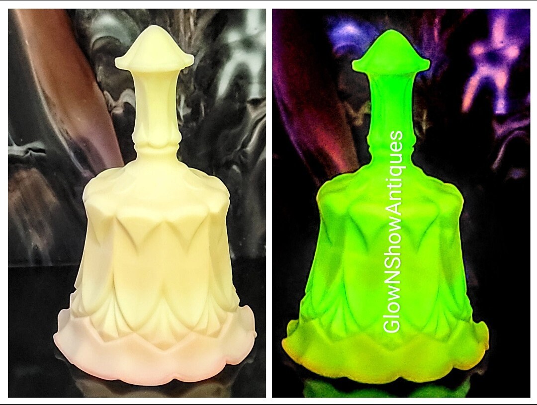 Vintage Uranium Fenton Burmese Glass Bell Whitton Pattern 9066BR With ...