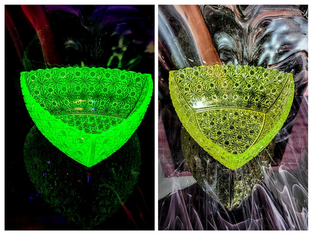 Antique Gillinder and Sons Unique Vaseline Uranium EAPG No 3 Daisy and ...