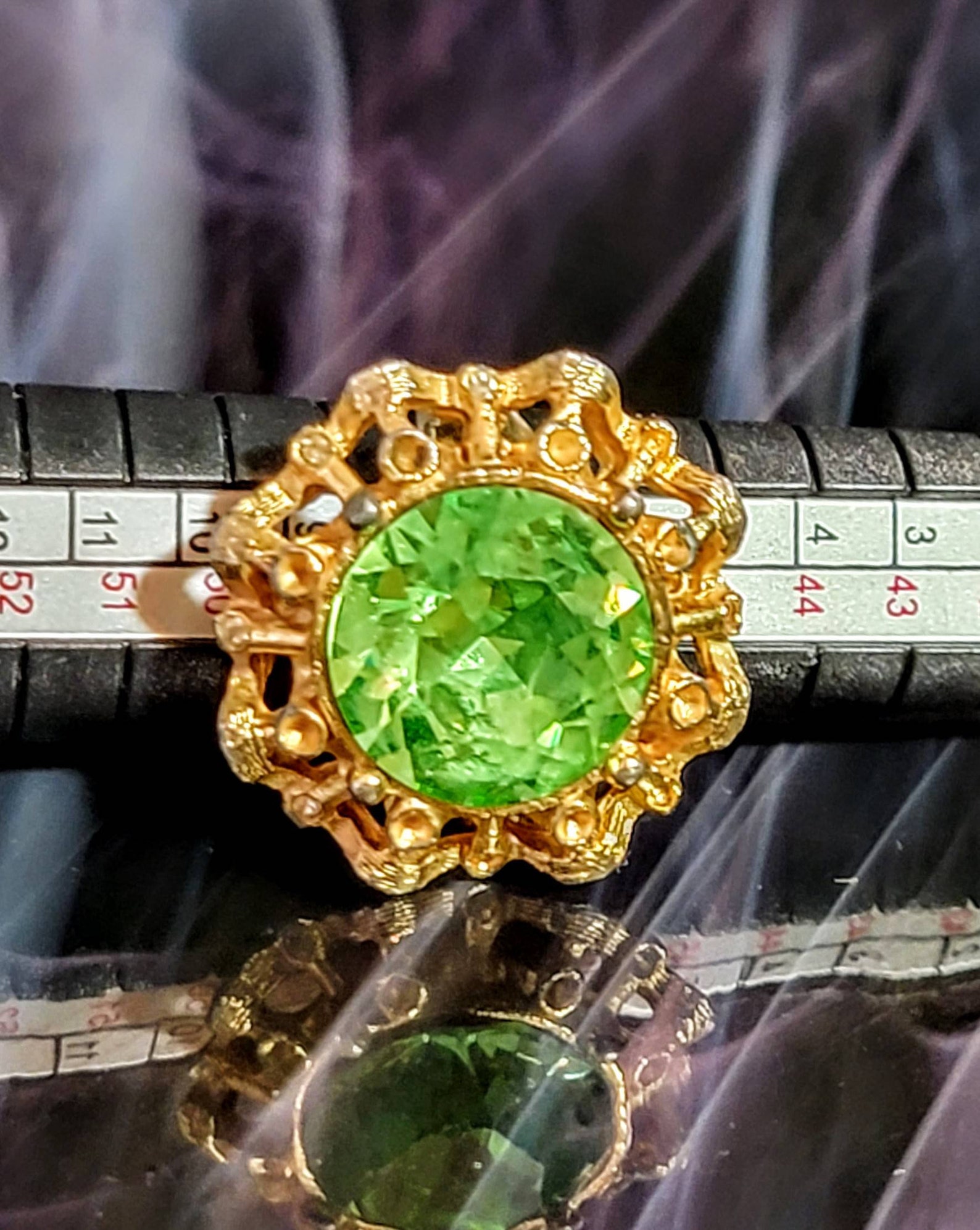 Vintage Uranium Glass Ring Adjustable Facet Cut Gem CIRCA 1930s - Etsy