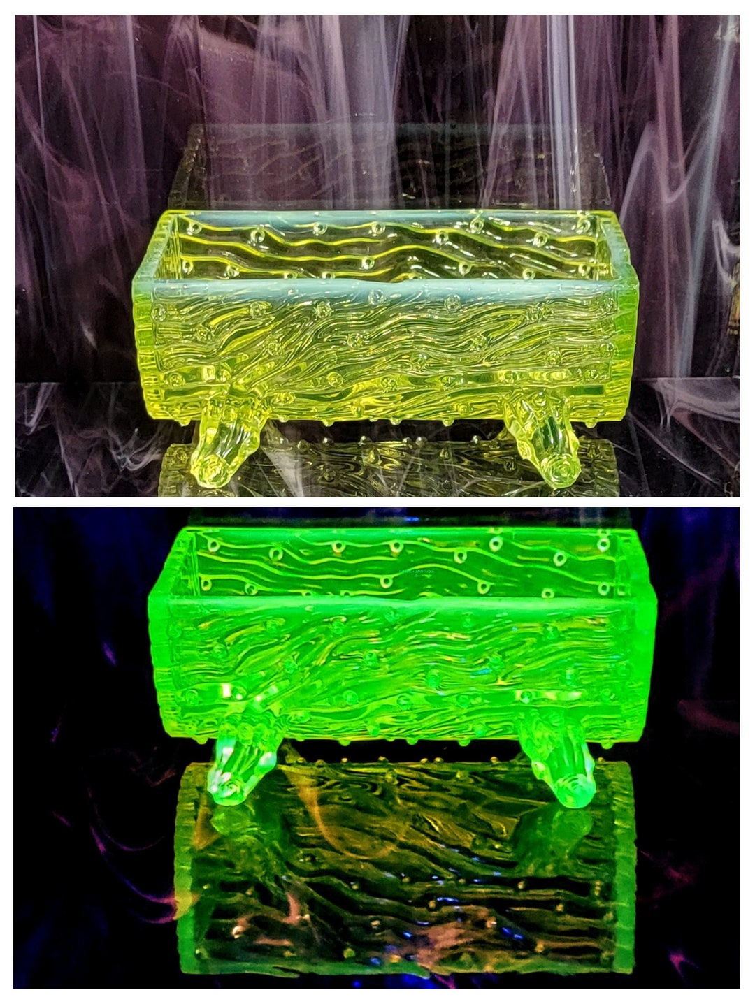 Antique Northwood Glass Vaseline Canary Yellow Trough Sugar Dish CIRCA ...