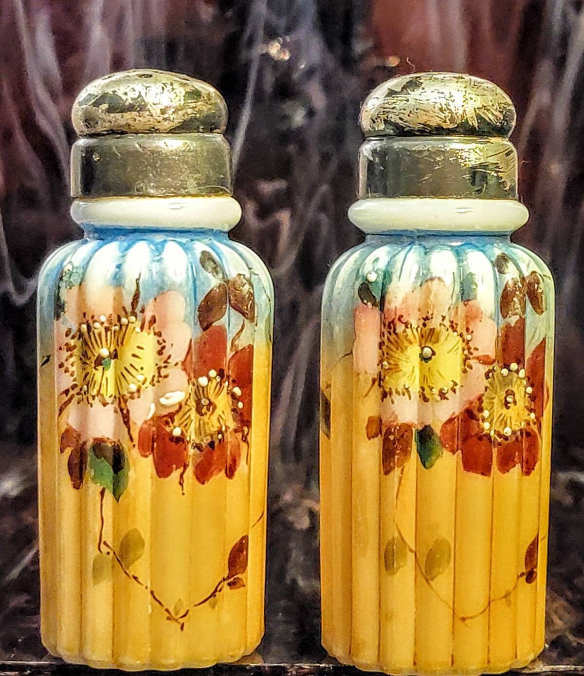 Antique Mount Washington Opal Glass Pillar Ribbed Hand Painted - Etsy